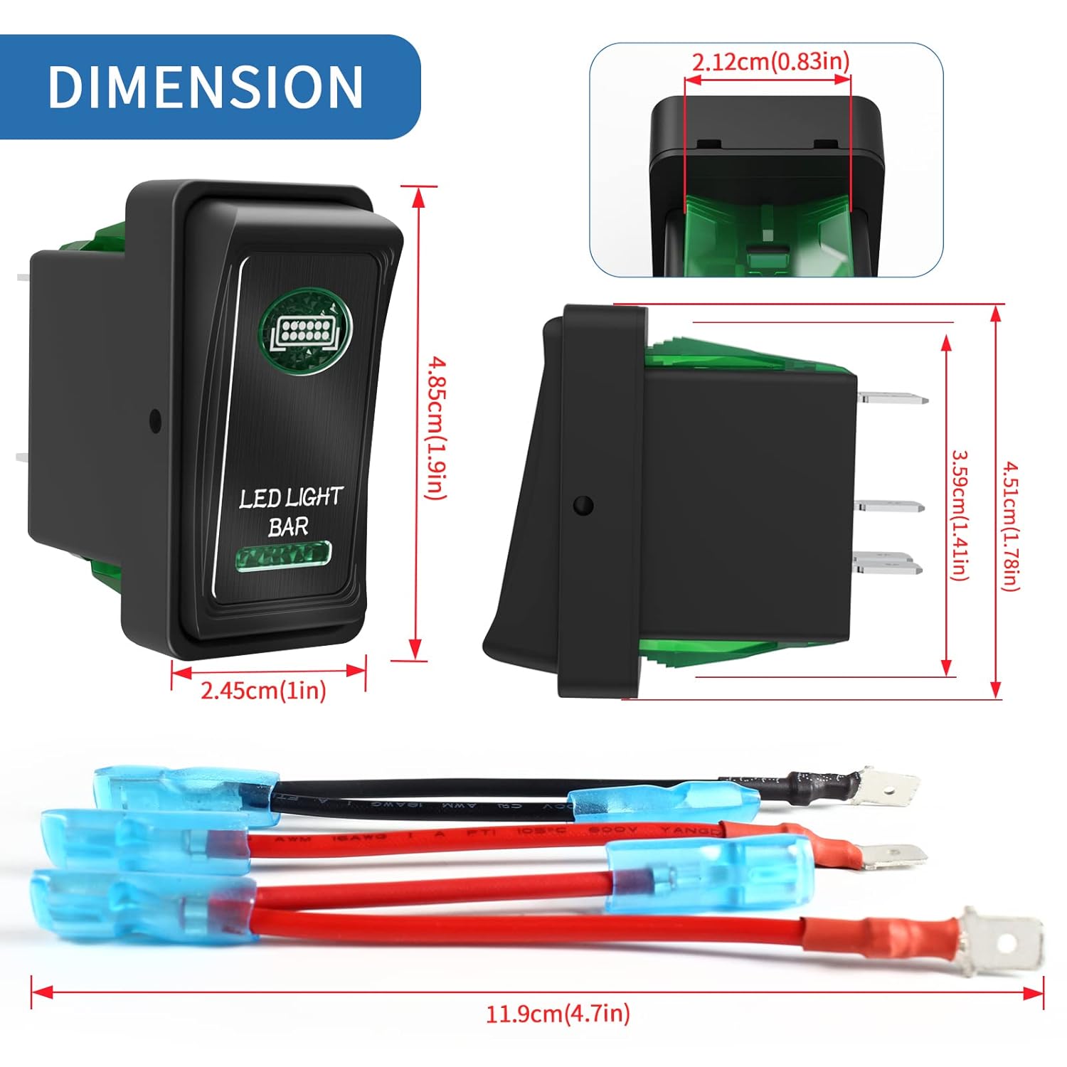Buy Waterproof Light Bar Rocker Switch with Jumper Wires Set, 12V/24V ...