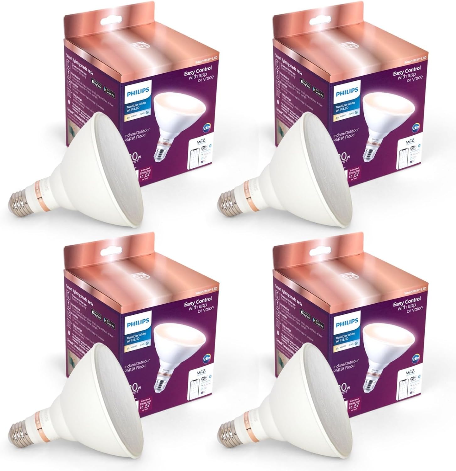 Philips 120-Watt Equivalent PAR38 LED Smart Wi-Fi Tunable White Light ...