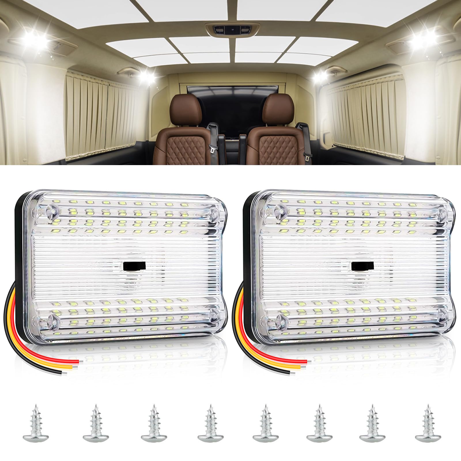 EEEKit 2Pcs 12V LED Dome Interior Lights, 36 LEDs Roof Ceiling Lamps ...