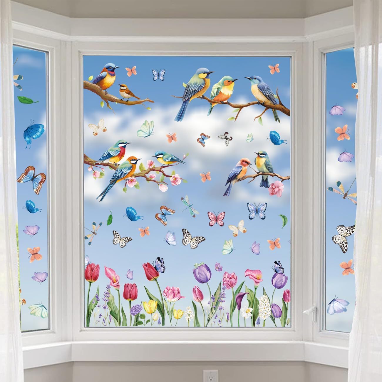 Amazon.com: Birds Window Clings for Glass Window Decorations Spring ...