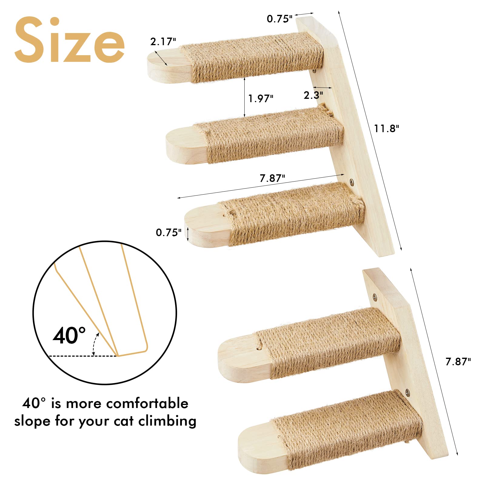 2 Pack, EZMeetU Cat Climbing Shelf Wall Mounted, 5 Steps Cat Stairway ...