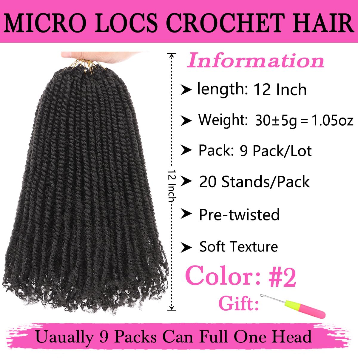 Snapklik.com : COOKOO 12 Inch Pre-twisted Micro Twist Crochet Hair 9 ...