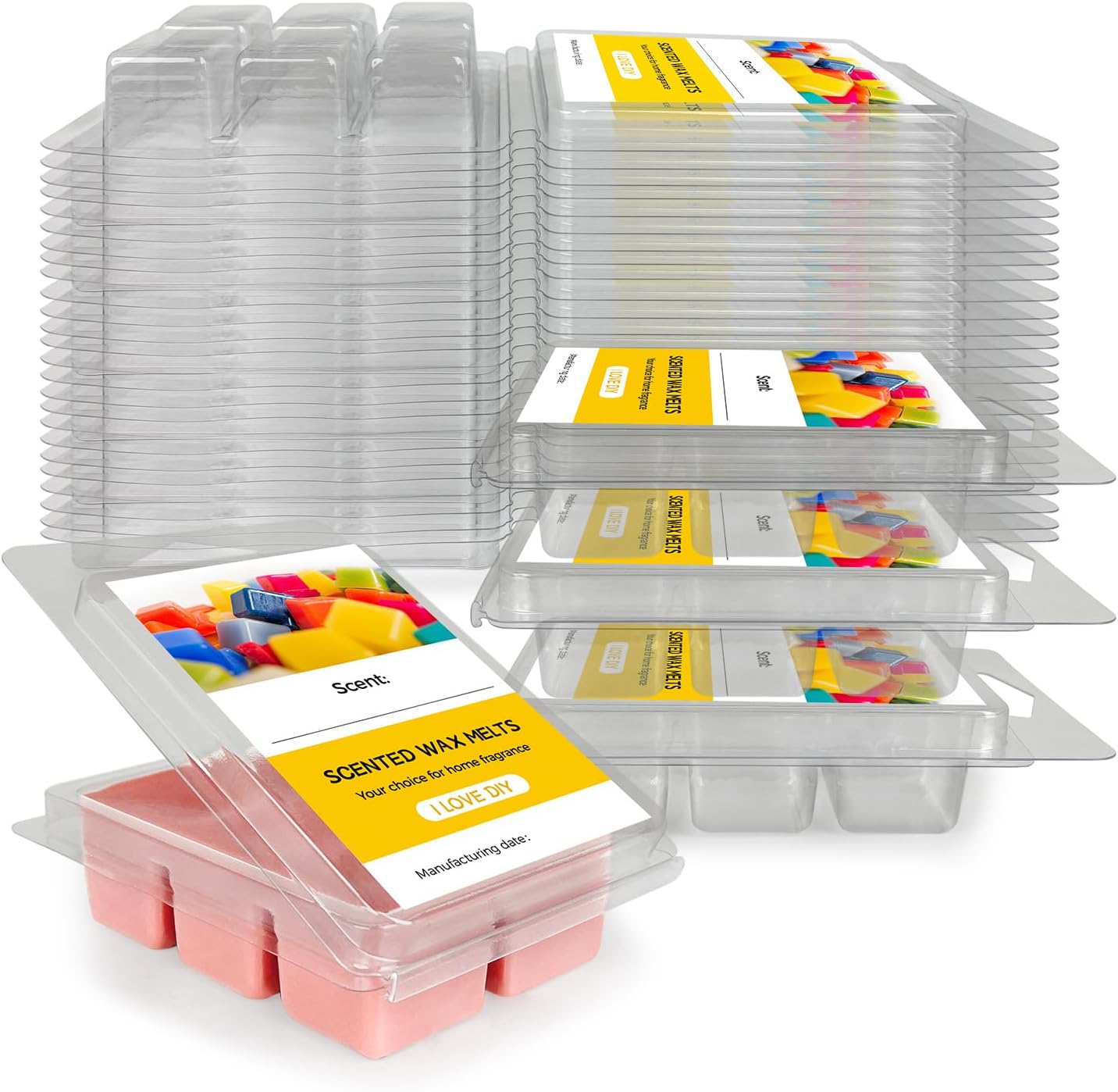 Amazon.com: 25 Packs Wax Melt Molds, 6 Cavity Clear Empty Plastic Wax ...