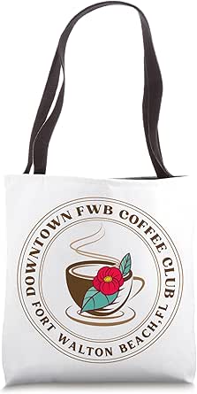 Amazon.com: Downtown Fort Walton Beach Florida Coffee Club Fun Tote Bag ...
