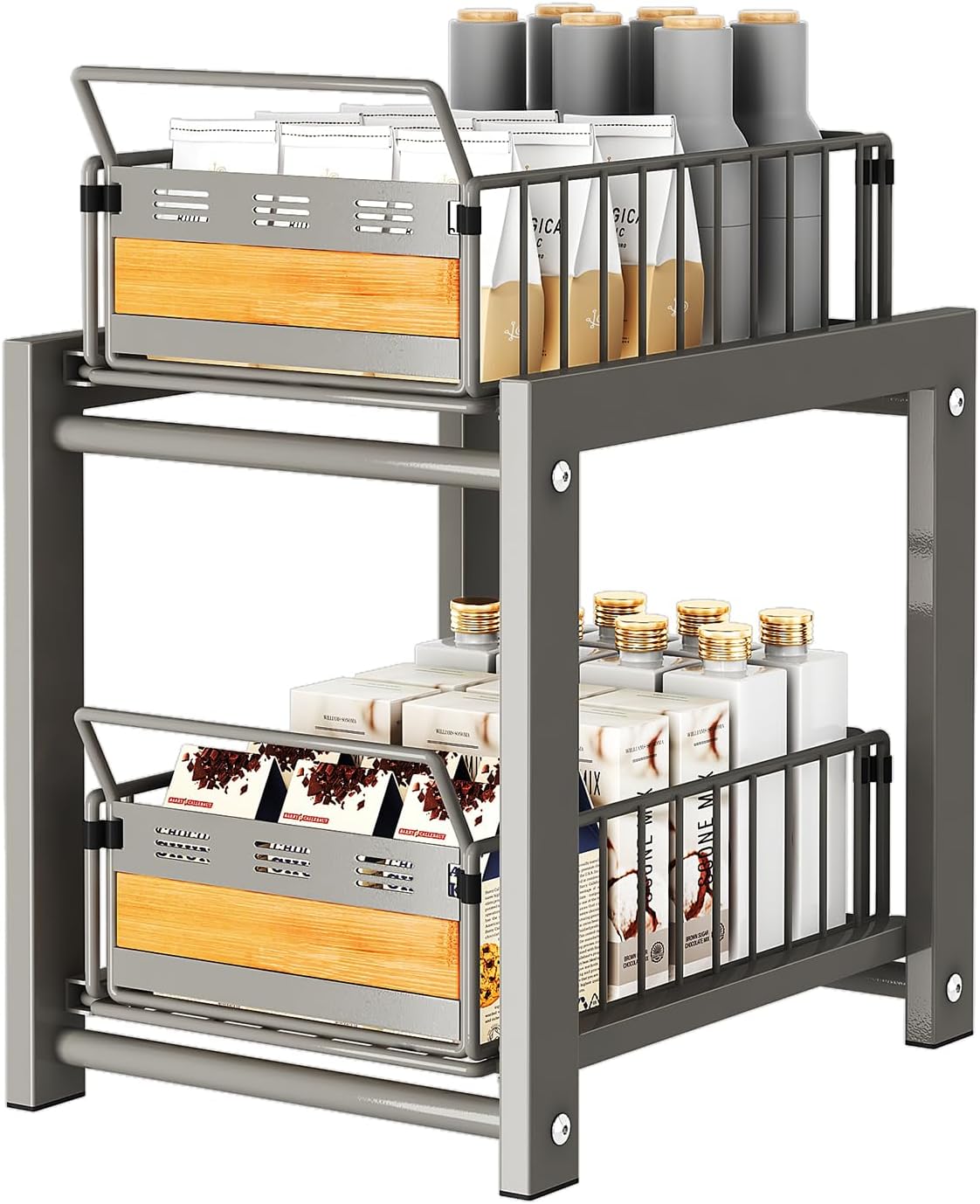 Hoisimdy Kitchen Under Sink Storage Rack Pull-out Rack Drawer Organiser ...