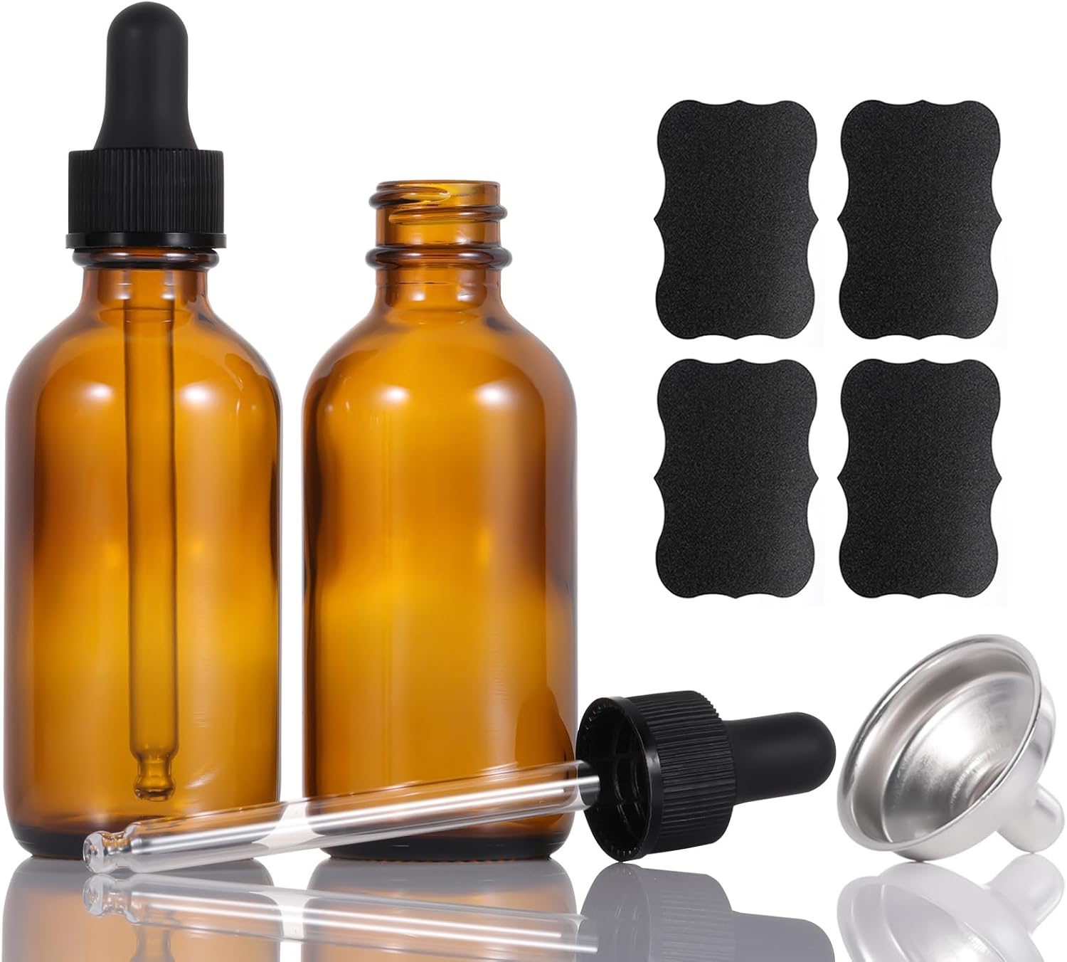 Amber Glass Dropper Bottle,2pcs 60ml Small Empty Reusable Eliquid ...