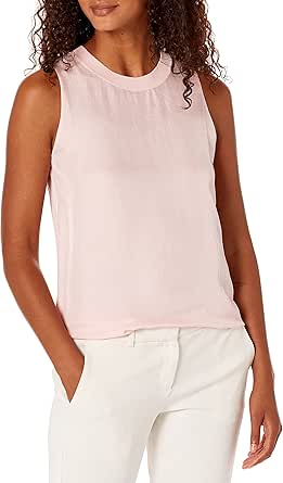 Vince Women's Rib Trim Crew Neck Shell at Amazon Women’s Clothing store