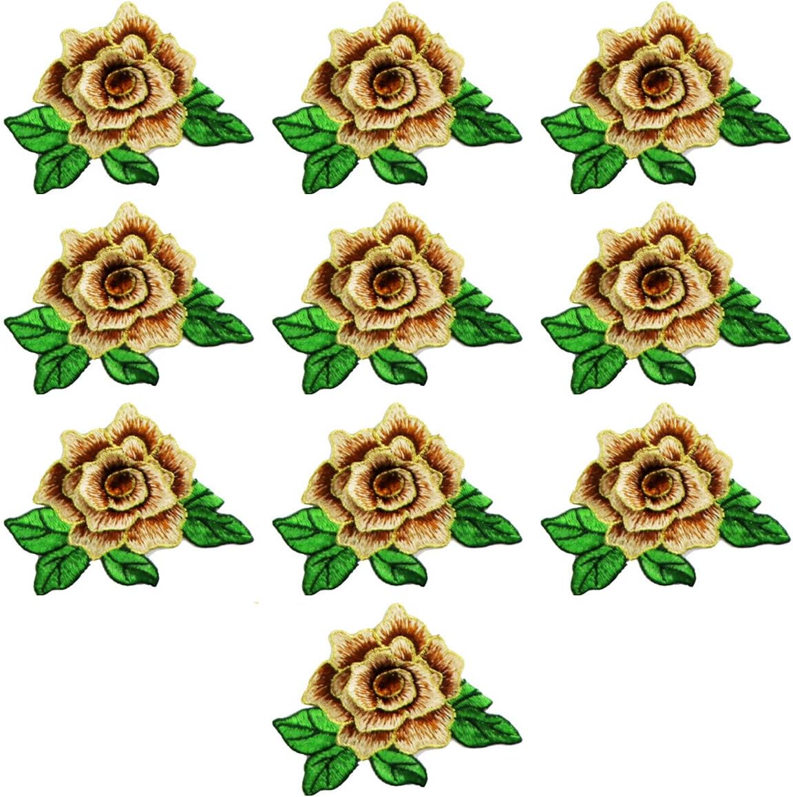 Amazon.com: 10 Pieces 3D Rose Embroidered Patch Flower Sew on Patches ...