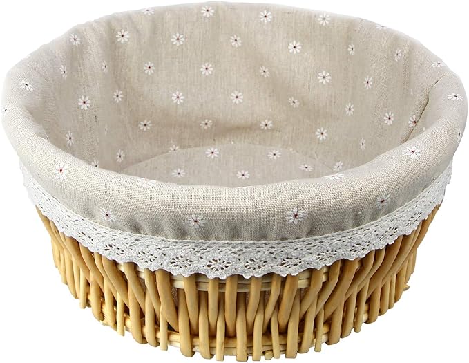 Amazon.com: Bread Serving Basket with Removable Liner Wicker Bread ...