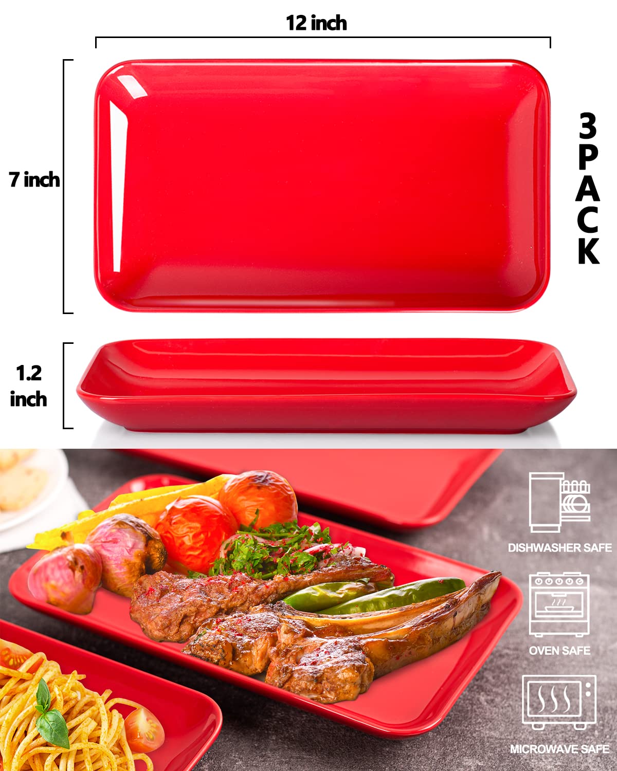 Snapklik.com : DELLING 3 Pack Rectangular Serving Platter And Trays