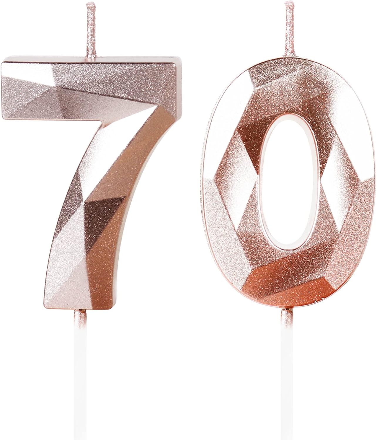 Amazon.com: 70th Birthday Candles,Number 70 Candles,Rose Gold Happy ...