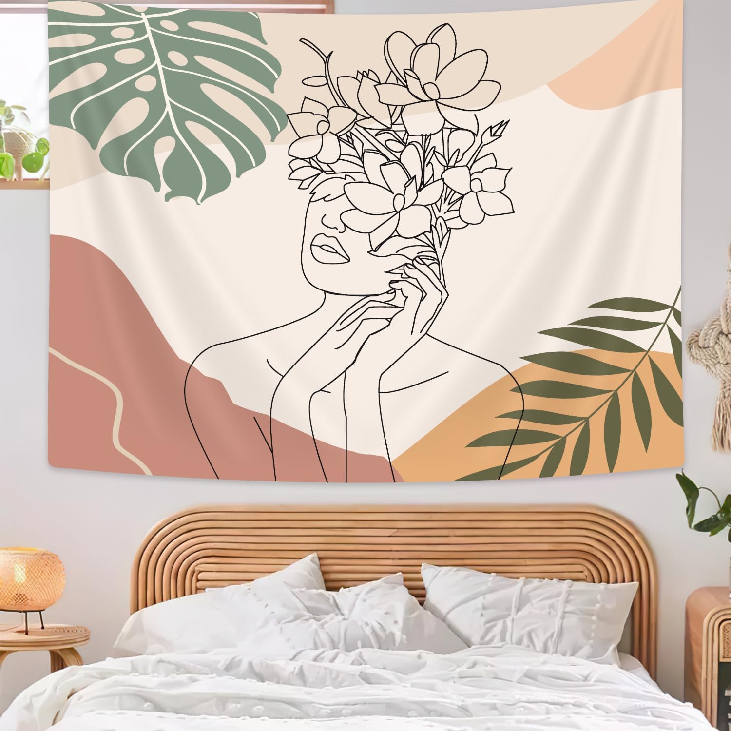 Amazon.com: SAOLUIS Boho Line Wall Tapestry - Minimalist Lines Abstract ...