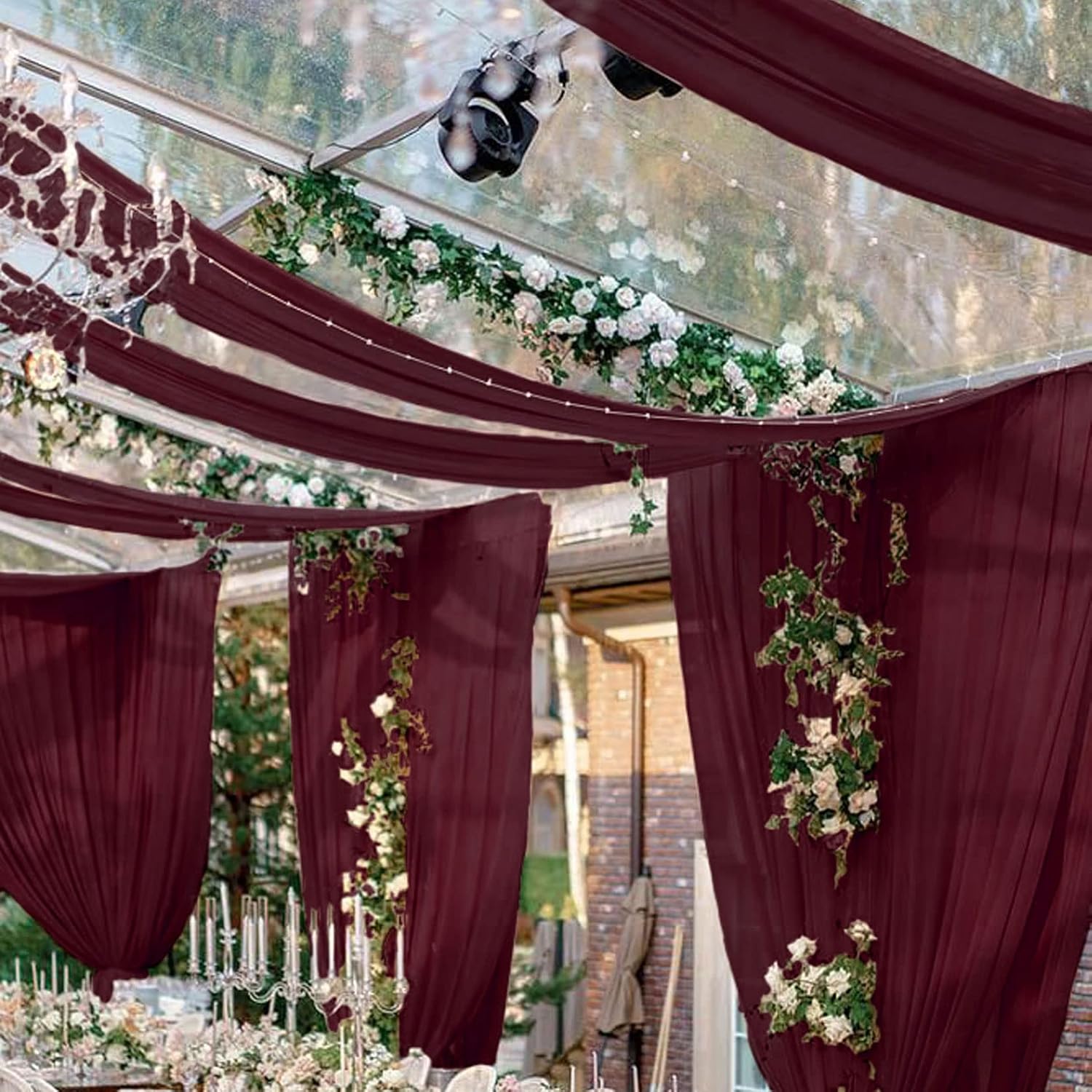 Amazon.com: FUHSY Wedding Ceiling Drapes Burgundy Draping Fabric for ...