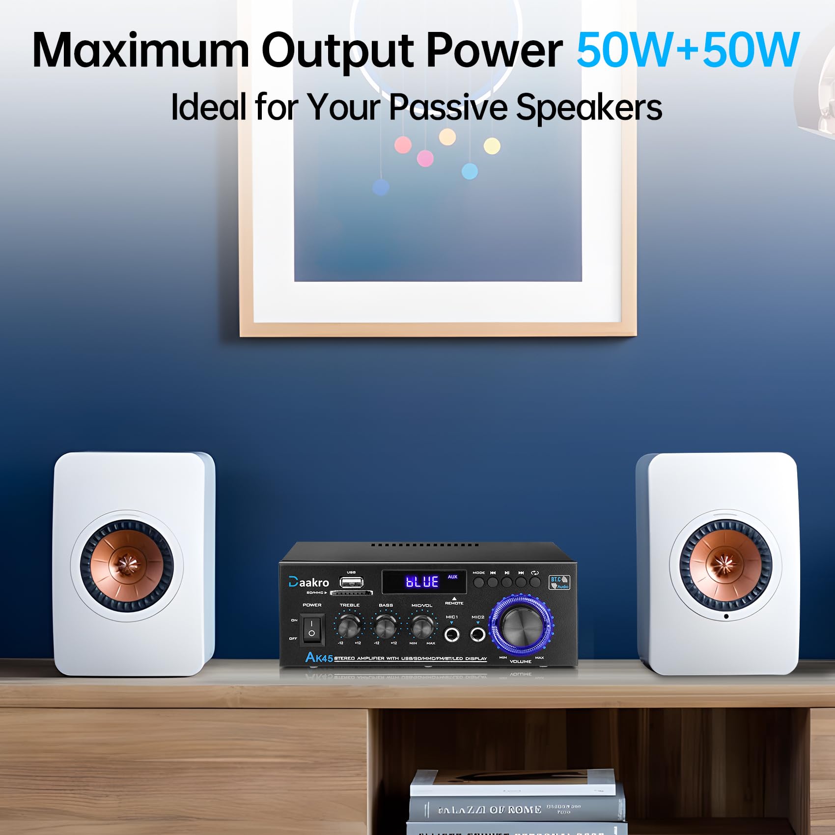 Sonos Amp Daakro AK45 Amplifier Stereo Receiver Bluetooth 5.0 Power Amp ...