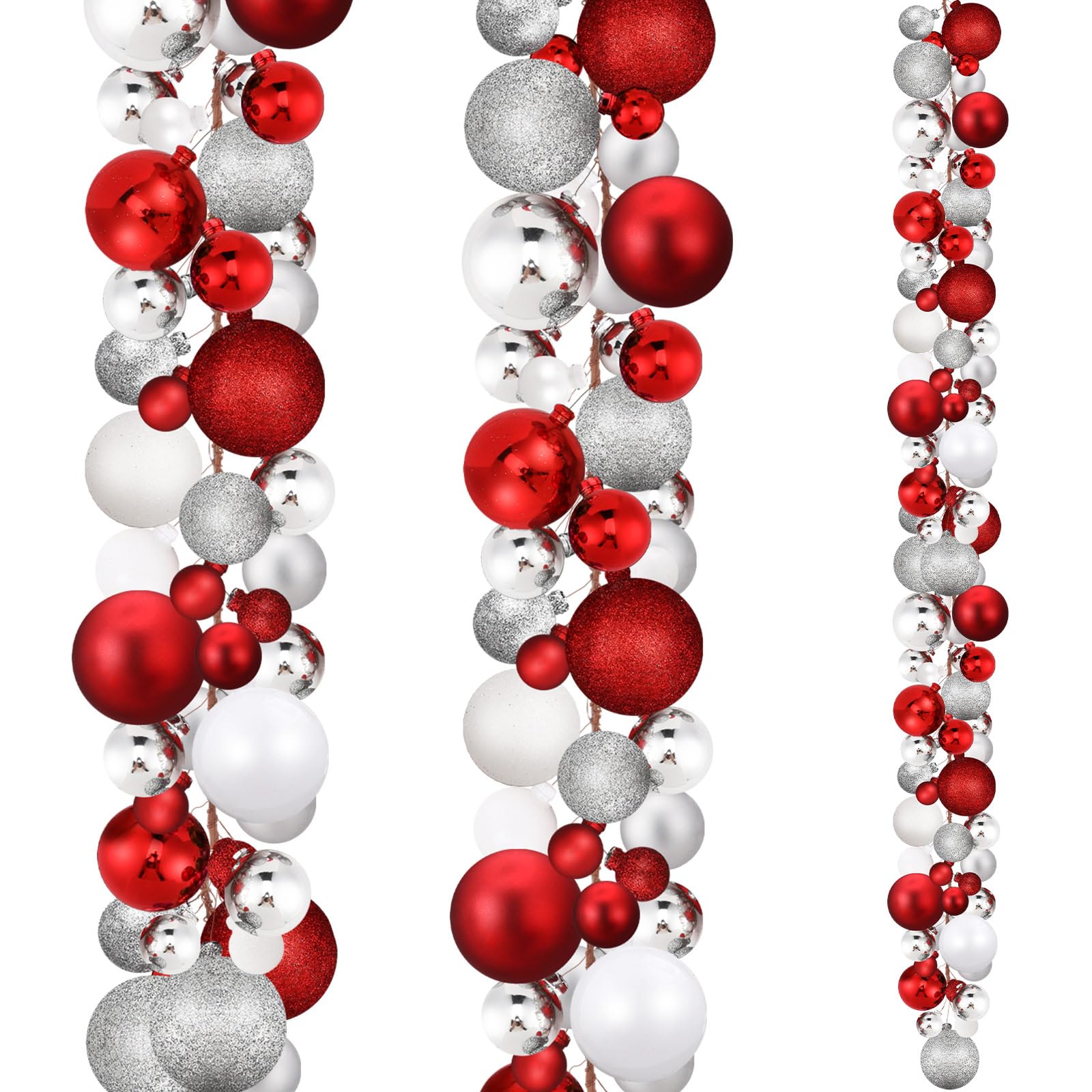 Amazon.com: Yuxung 2 Pcs Christmas Ball Garland 6.6 ft Ball Ornaments ...