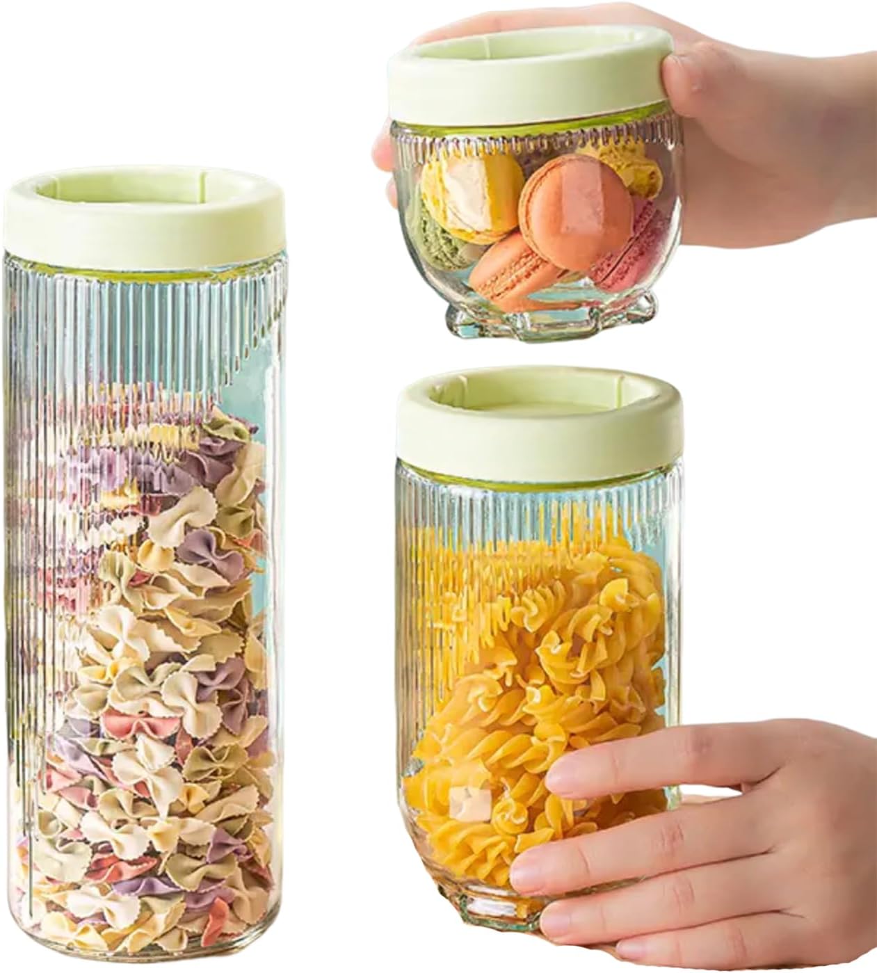 Amazon.com: 6 Pack Stackable Glass Storage Jars with Lids Cat Claw Base ...