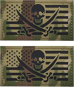 Amazon.com: 2 PCS AliPlus America Pirate Flag Patch Jolly Rodger American Flag Patch IR Infrared ...
