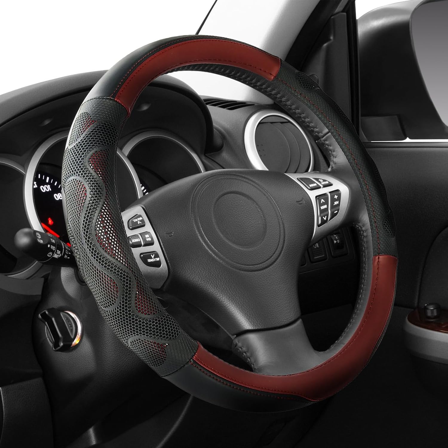 Amazon.com: GSPSCN Steering Wheel Cover with 3D Honeycomb Hole Anti ...