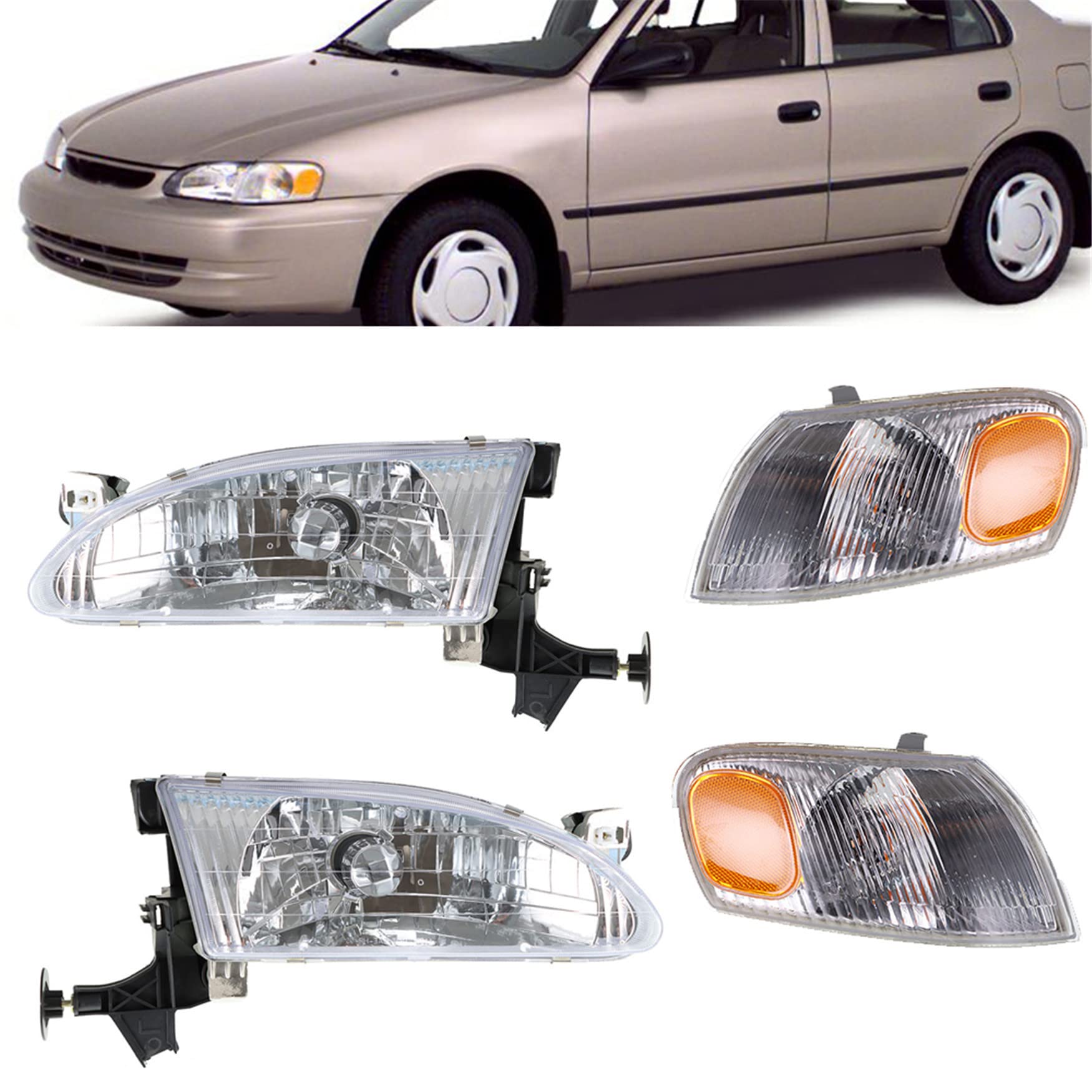 WFLNHB Headlights with Front Signal Lights Assembly Replacement for ...