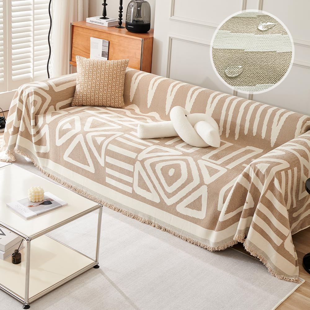 Water Resistant Boho Couch Cover, Soft Chenille Couch Cover for Dogs ...