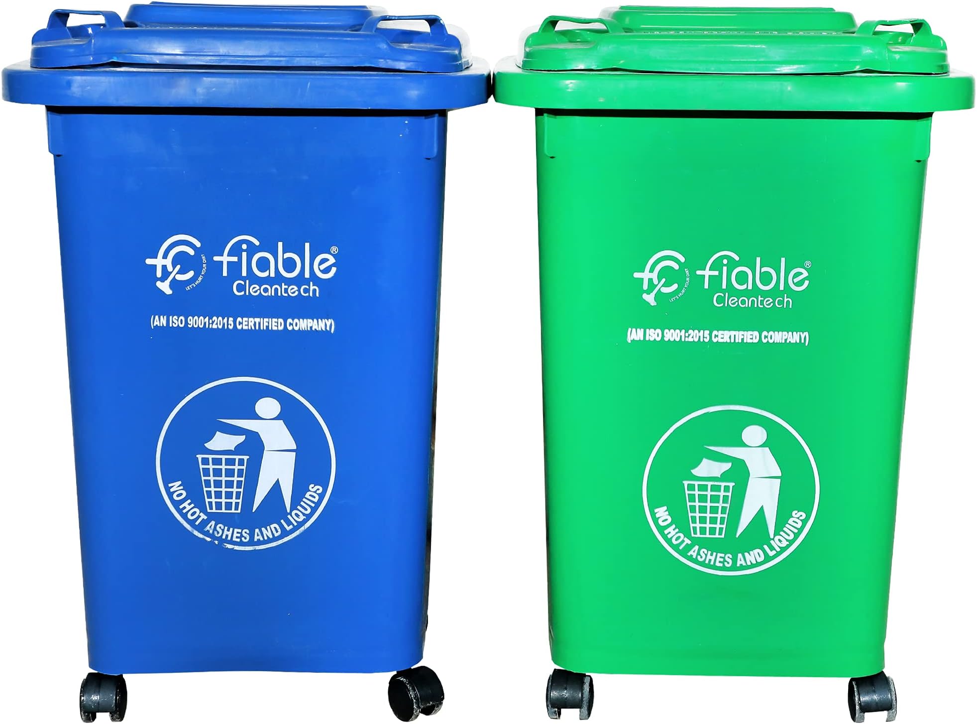 Fiable Cleantech 50 Liter Dustbin With Lid | Wheeled Dustbin | Blue ...