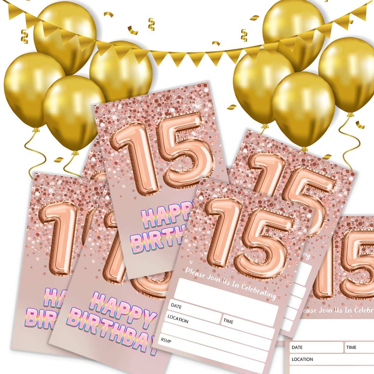 15th Birthday Invitations For Girls Editable Rose Gold 15th Birthday