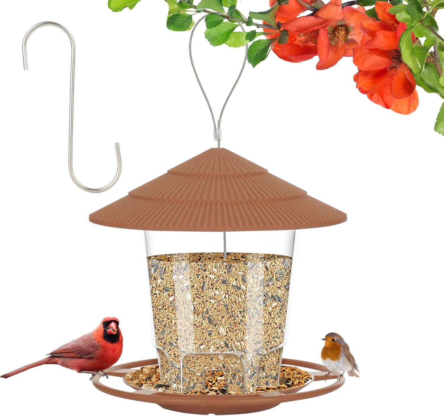 Amazon.com : Bird Feeder for Outdoors, Heavy-Duty Plastic with Secure ...
