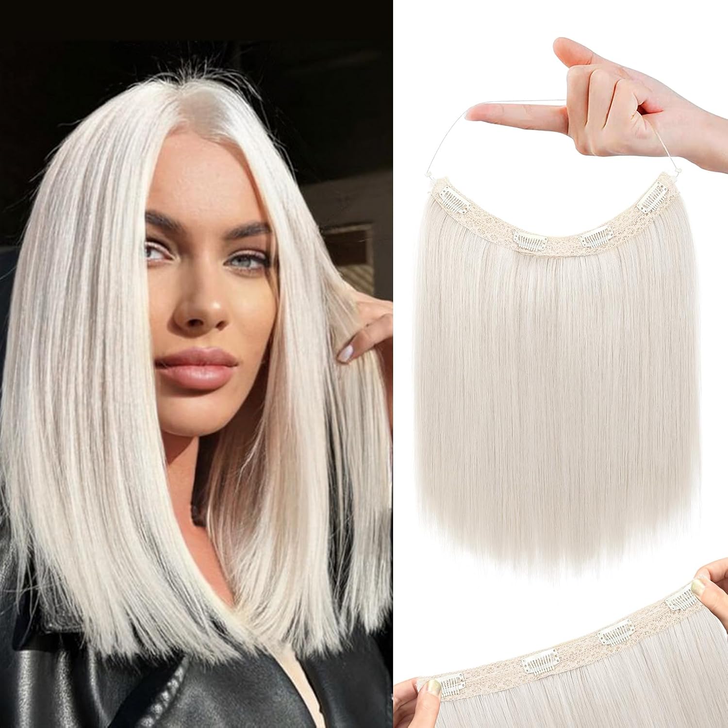 Amazon.com : REECHO Invisible Wire Hair Extensions with Thinner Softer ...