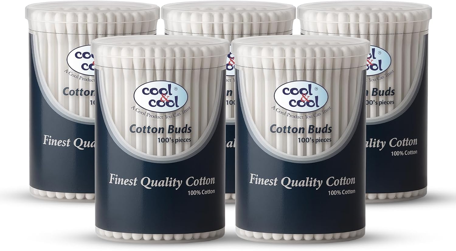 Cool & Cool Ear Buds -100's (Pack of 5) - Round Thick Tips, Cotton ...