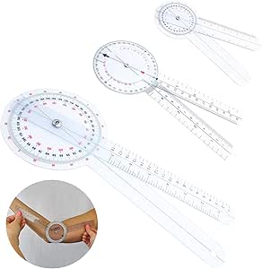 Biaungdo 3 Pcs Transparent Goniometer Set, 360 Degree Orthopaedic Angle ...