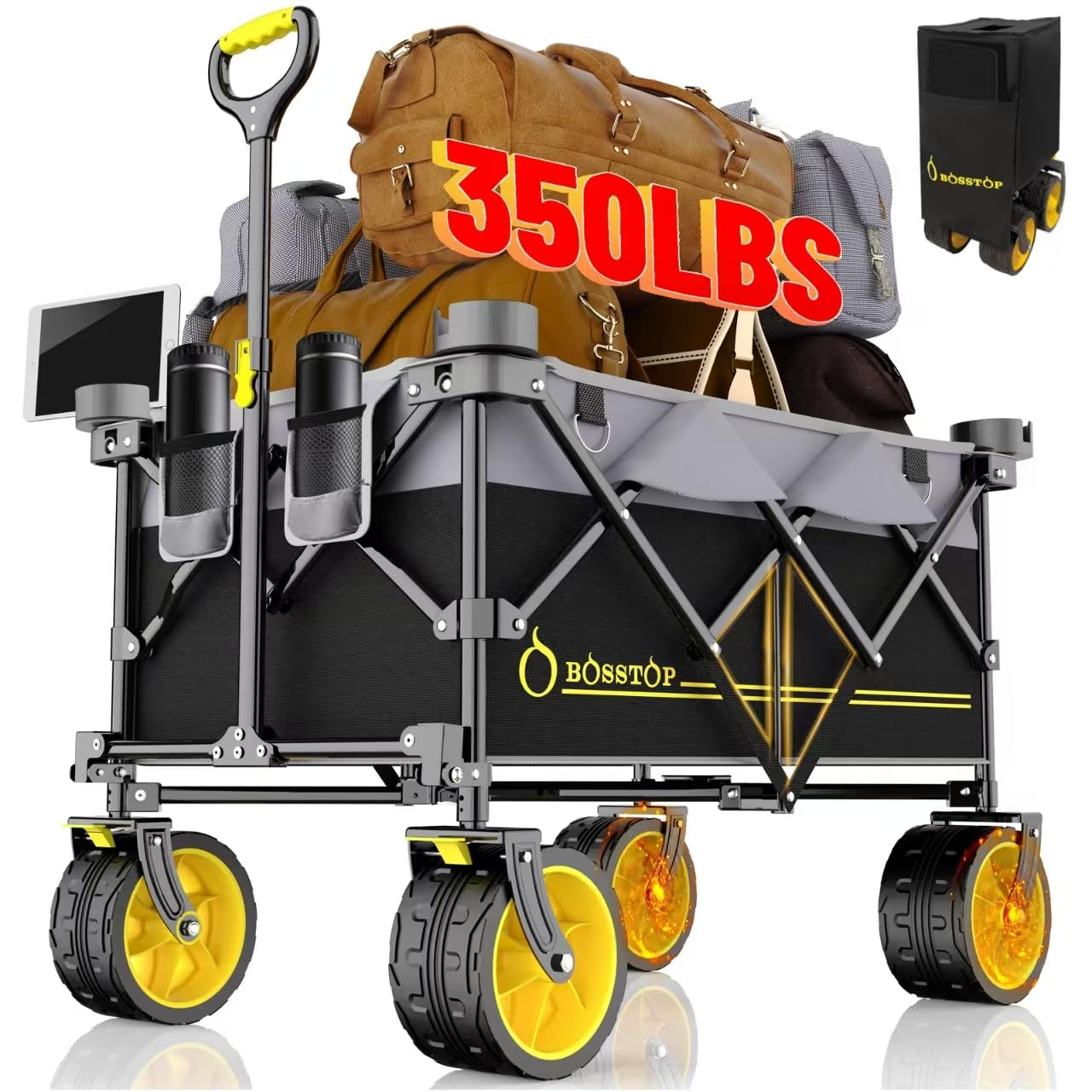 Amazon.com: O BOSSTOP Collapsible Extended Wagon with Big All-Terrain ...