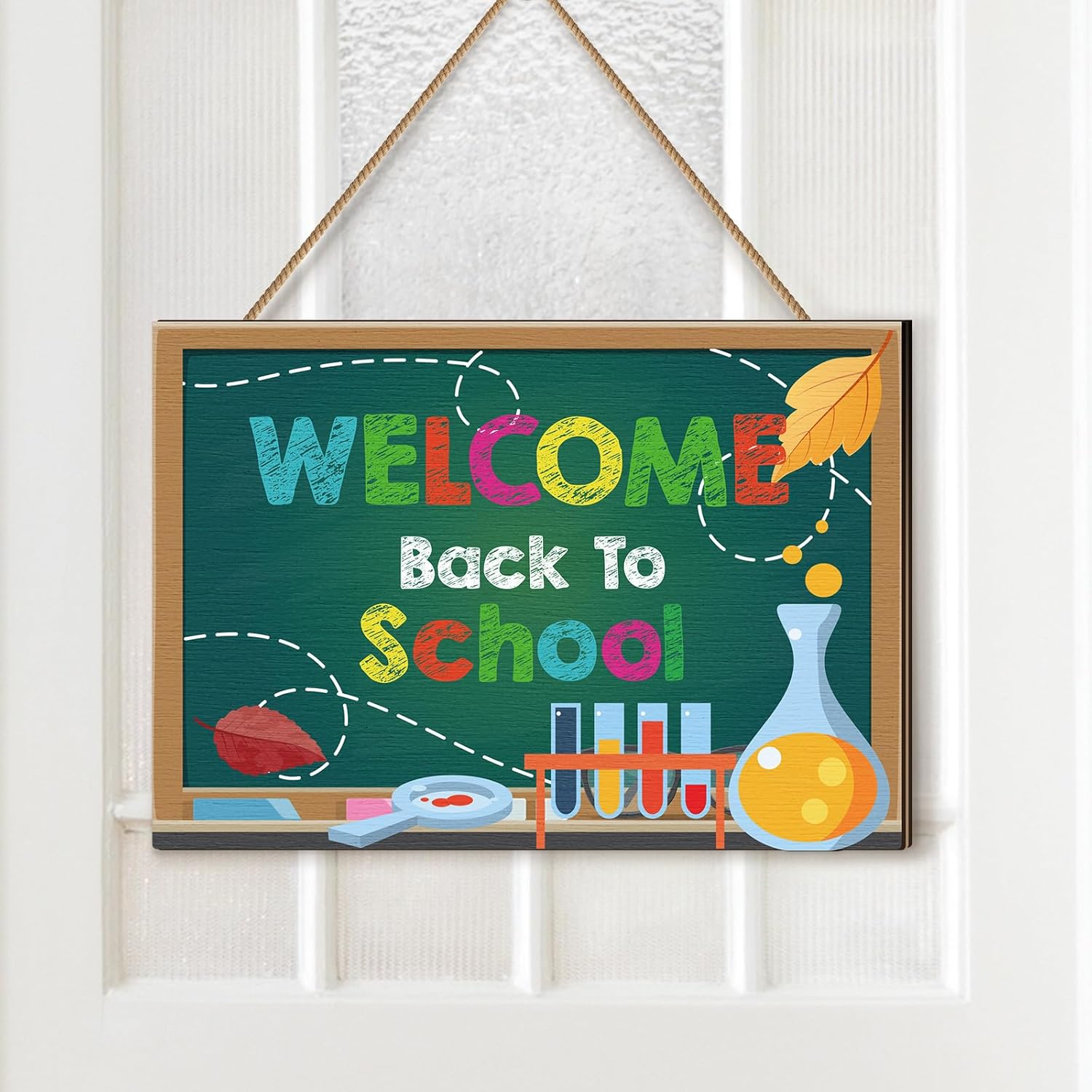 Amazon.com: Wenqik Back to School Welcome Front Door Sign Hanging ...