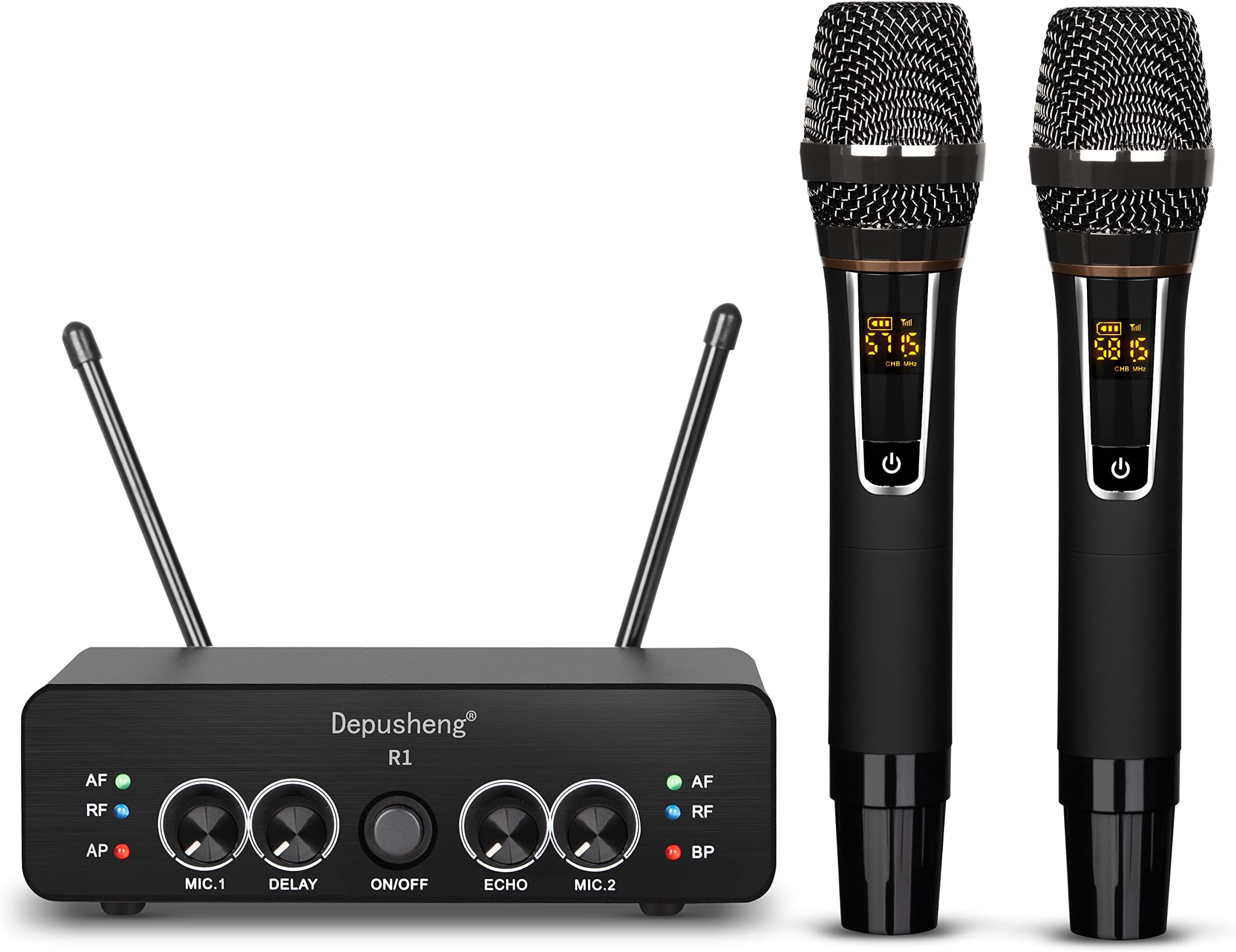 Amazon.com: Depusheng R1 Wireless Microphone System, Dual Professional UHF Cordless Dynamic Mic ...