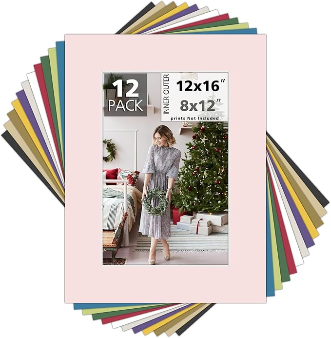 Amazon.com: Mat Board Center, 12X16 Mix Color Mats for 8X12 Pictures ...