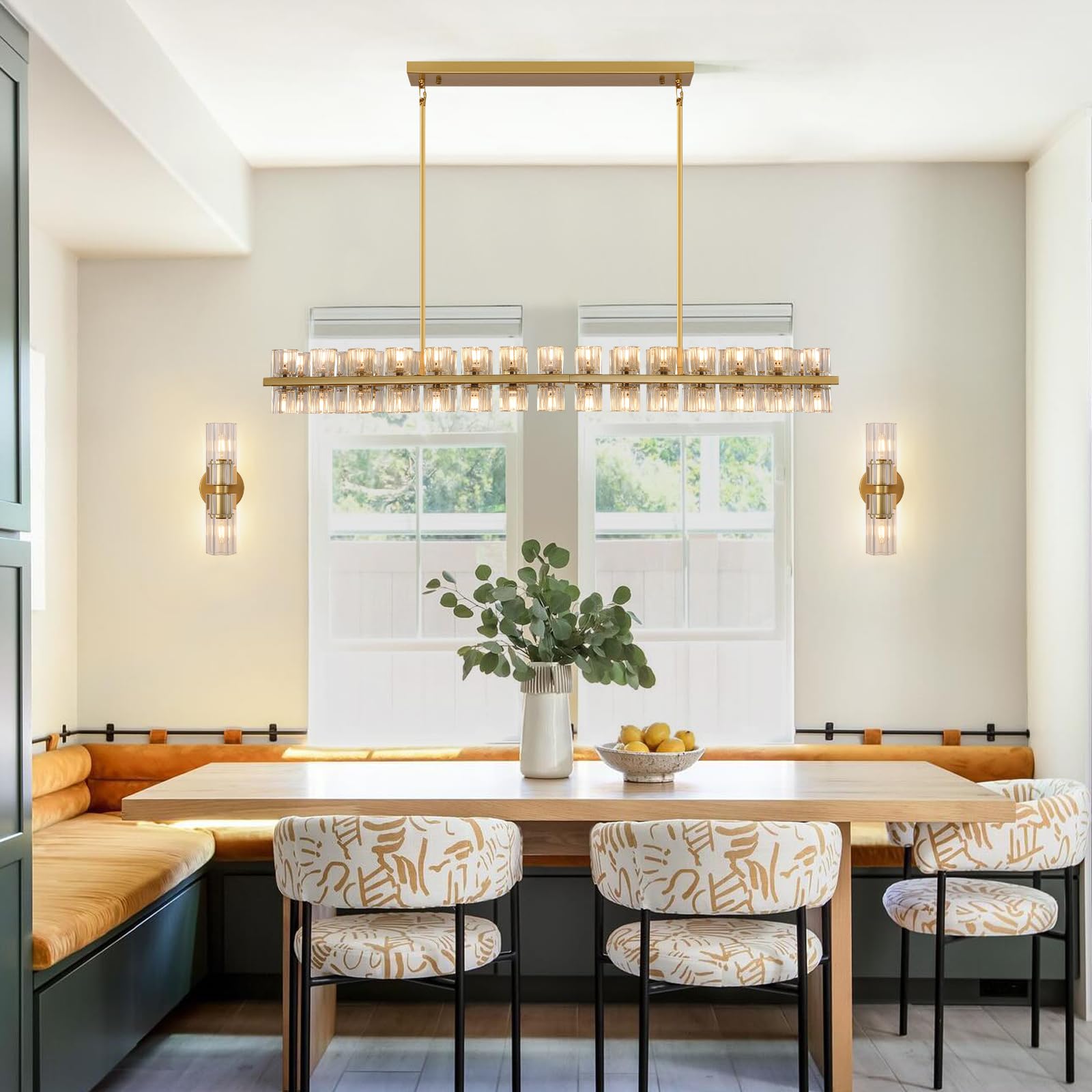 Gold Chandelier Over Table