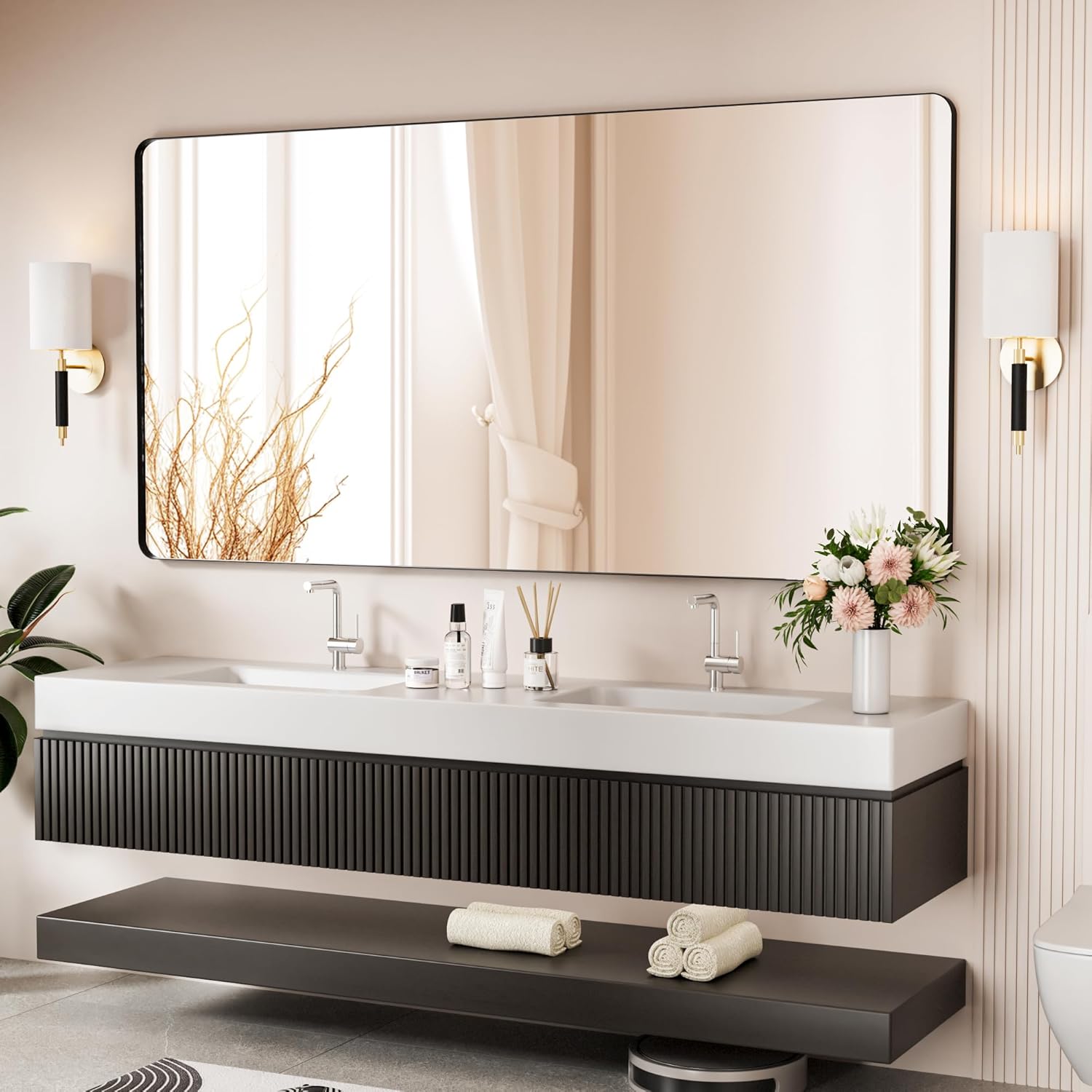 Amazon.com: Black Bathroom Mirror 72X36 Inch Bathroom Vanity Mirror for ...