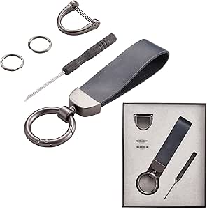 Amazon.com: WEWAYSMILE Genuine Leather Keychain Carbon Fiber Style Car ...