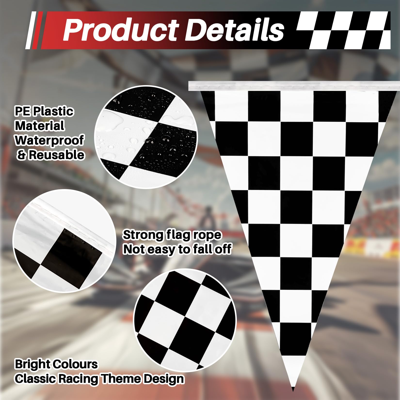 Snapklik.com : 98 Feet Black And White Checkered Flag Banner ...