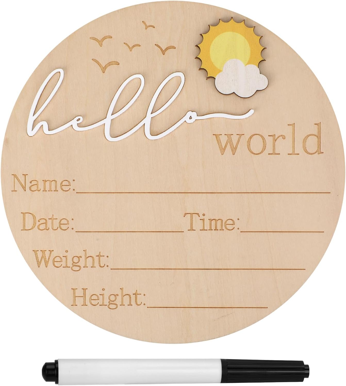 Amazon.com: Ylsteed Baby Announcement Signs Name Sign Wooden Hello ...