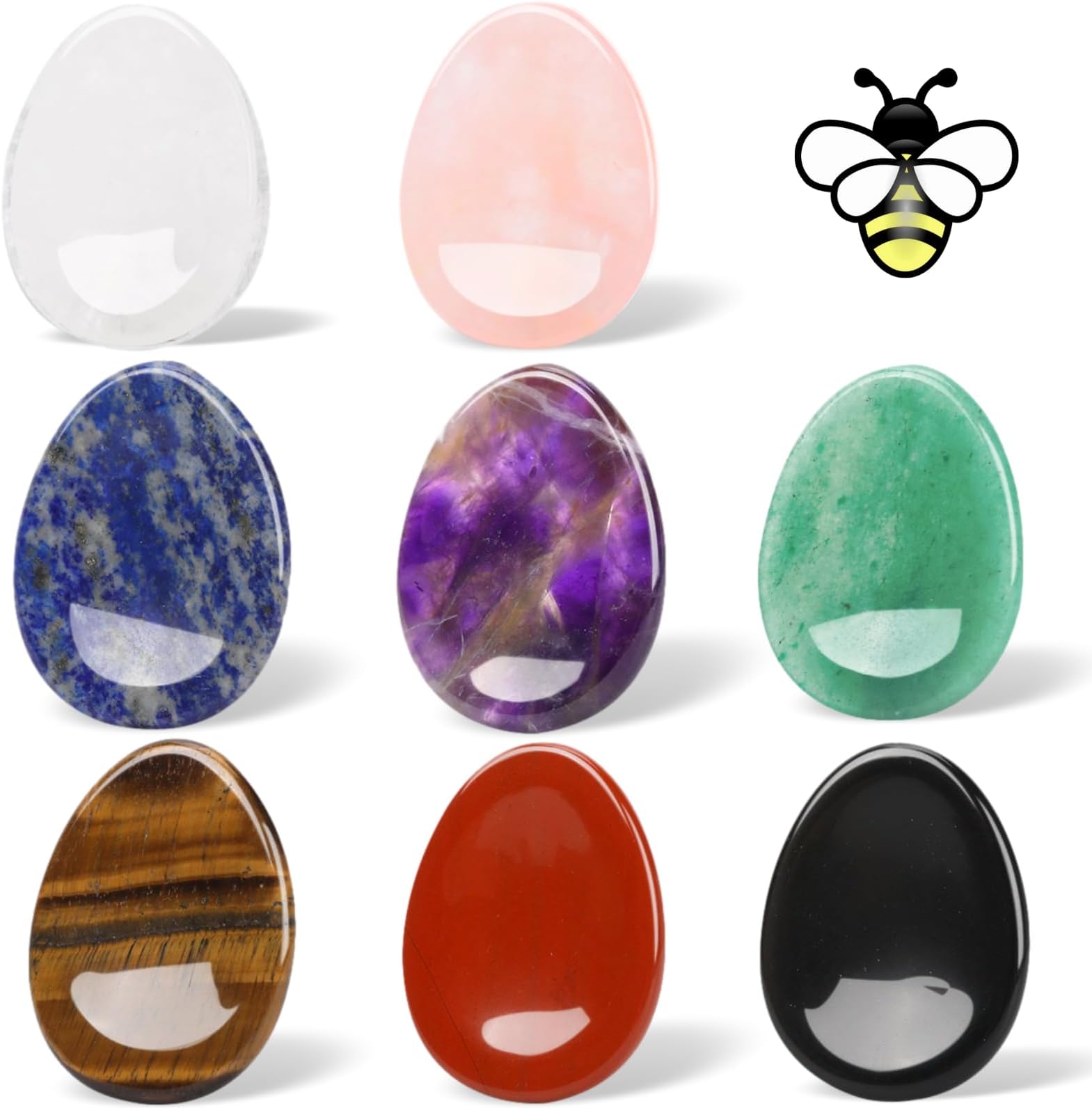 Amazon.com: NatureWonders 8 Worry Stones Thumb Stones (Booklet, Pouch ...