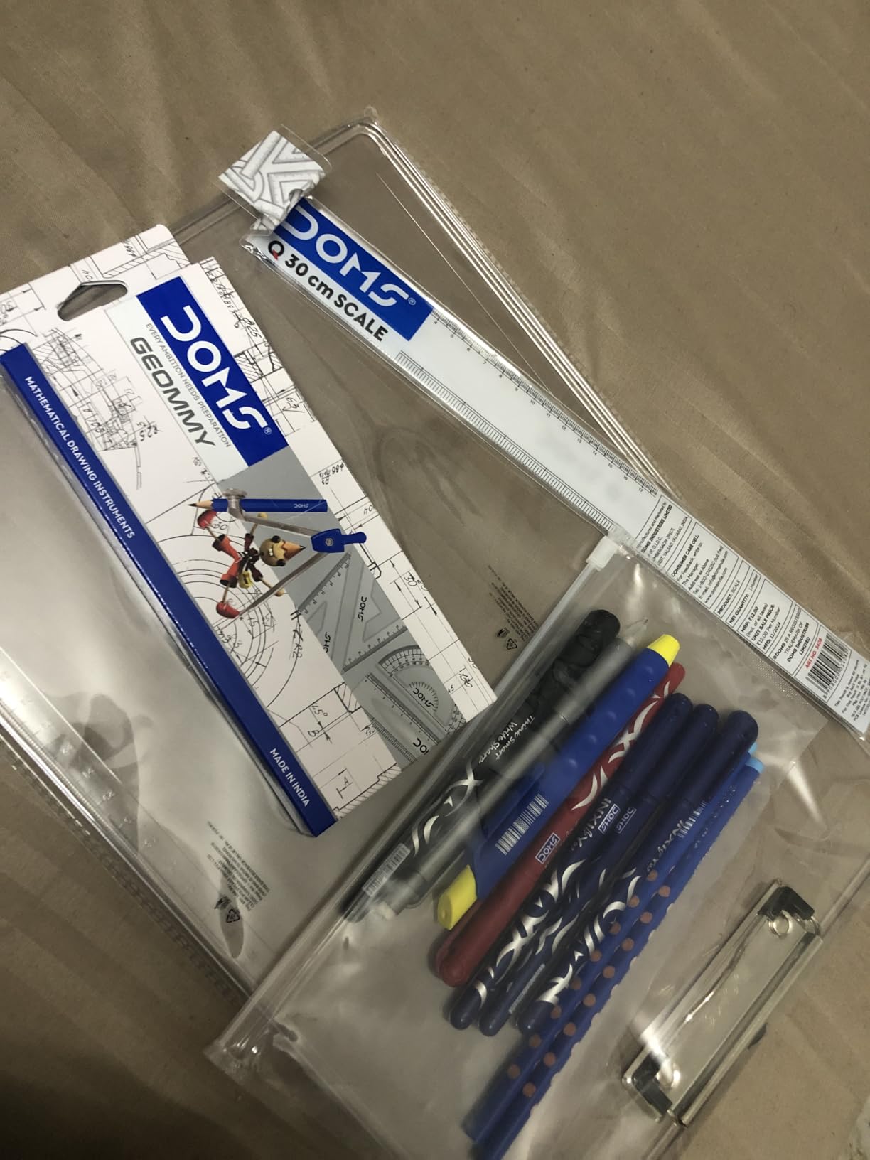 DOMS EXAM Essential KIT, Writing pad, Geometry Box, Pen, Pencil ...