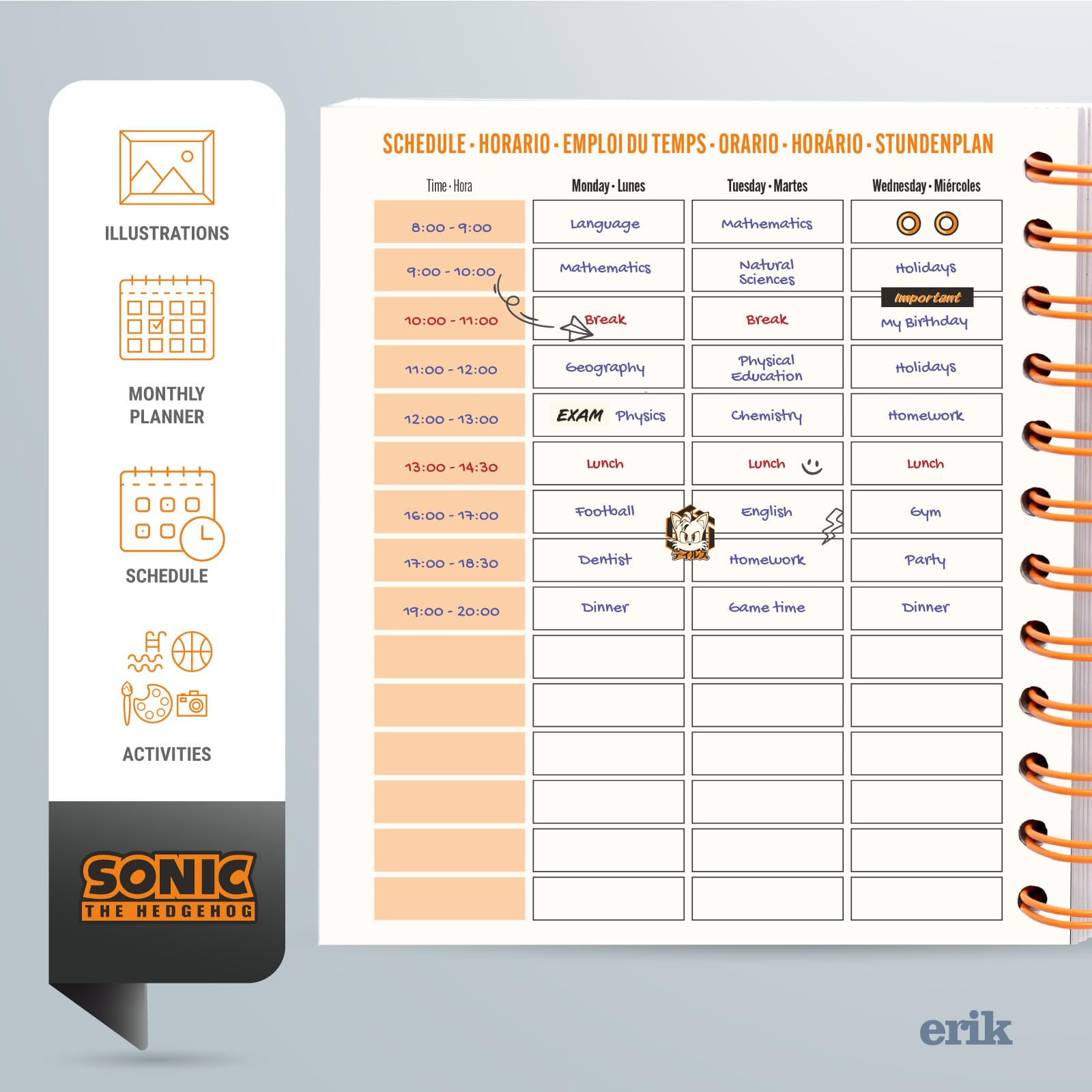 Grupo Erik Sonic Diary 2024-2025 | Back To School 11 Months Academic ...