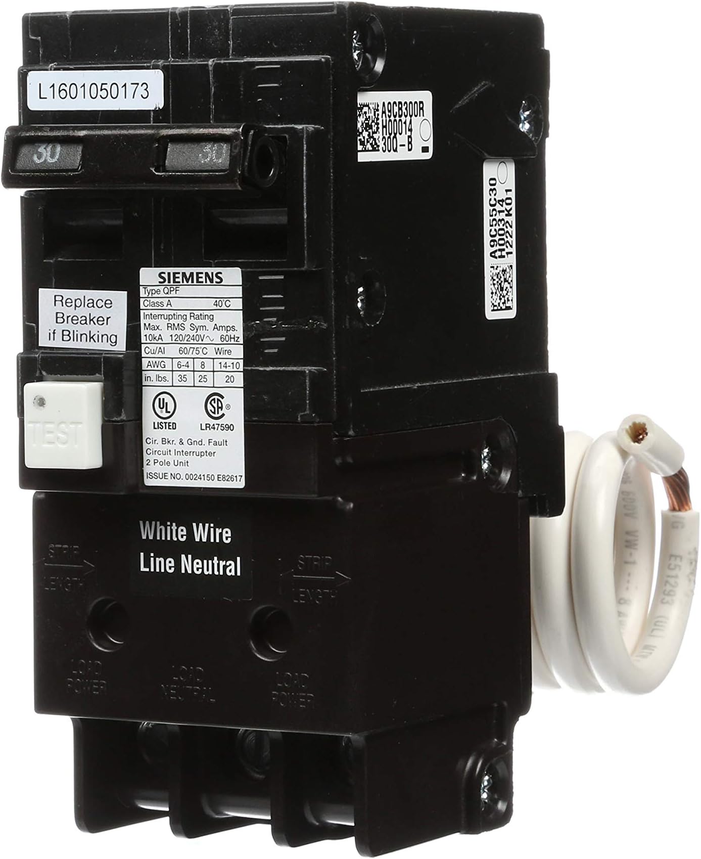SIEMENS Q230GFN 30 Amp 2-Pole Ground Fault Circuit Breaker (GFCI) Plug ...