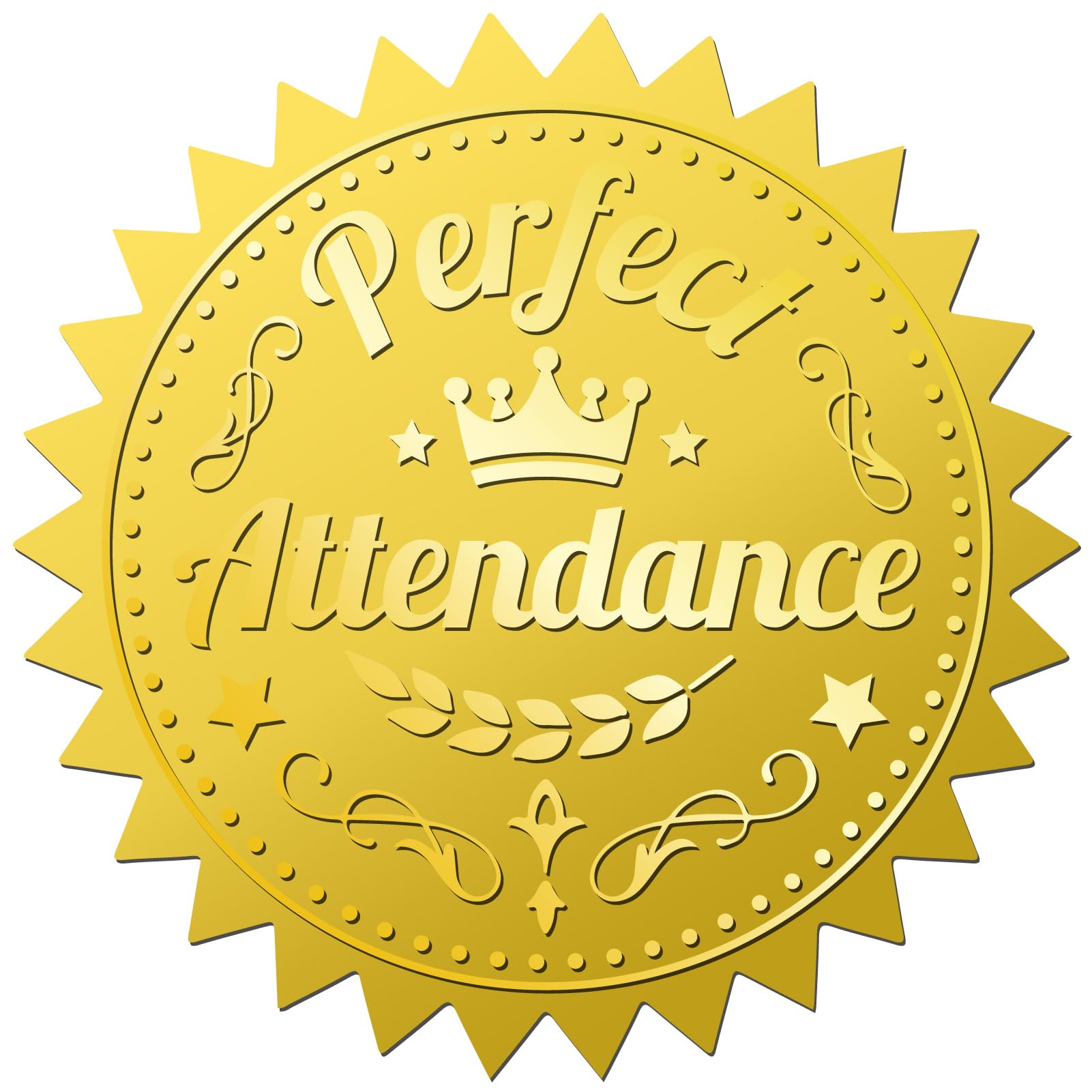 Amazon.com: CRASPIRE Perfect Attendance 408Pcs Gold Foil Embossed Stickers 2" Self Adhesive ...