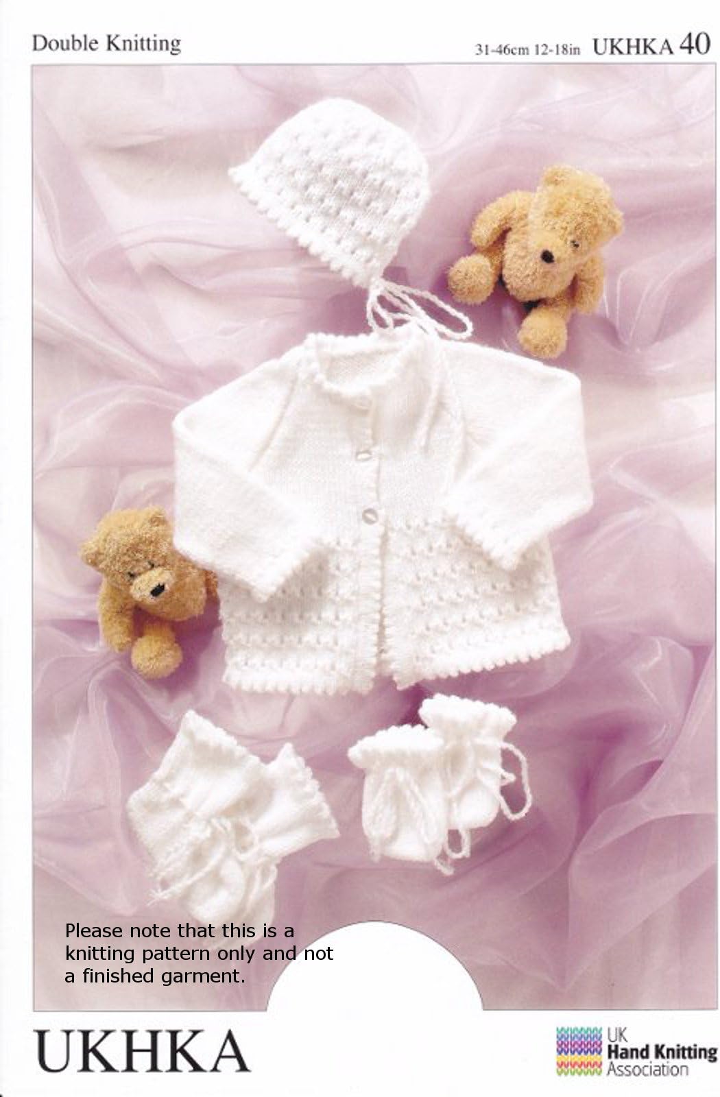 Double Knitting Pattern - UKHKA 40 Baby Cardigan Hat Bootees & Mittens ...