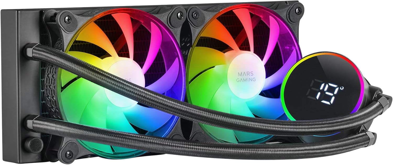 Amazon.com: Mars Gaming ML-LCD240, Liquid Cooled AIO, TDP 500W, 2X FDB ...