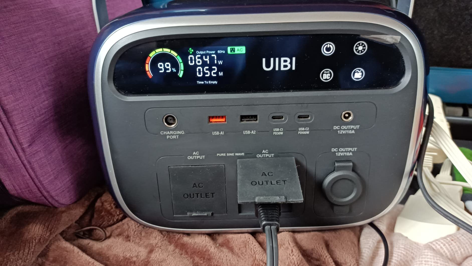 Amazon.co.jp: UIBI ポータブル電源 大容量 666Wh AC700W(瞬間最大1400W)/DC/USB/Type-C出力 ポータブルバッテリー PSE認証済 純正弦波 ...