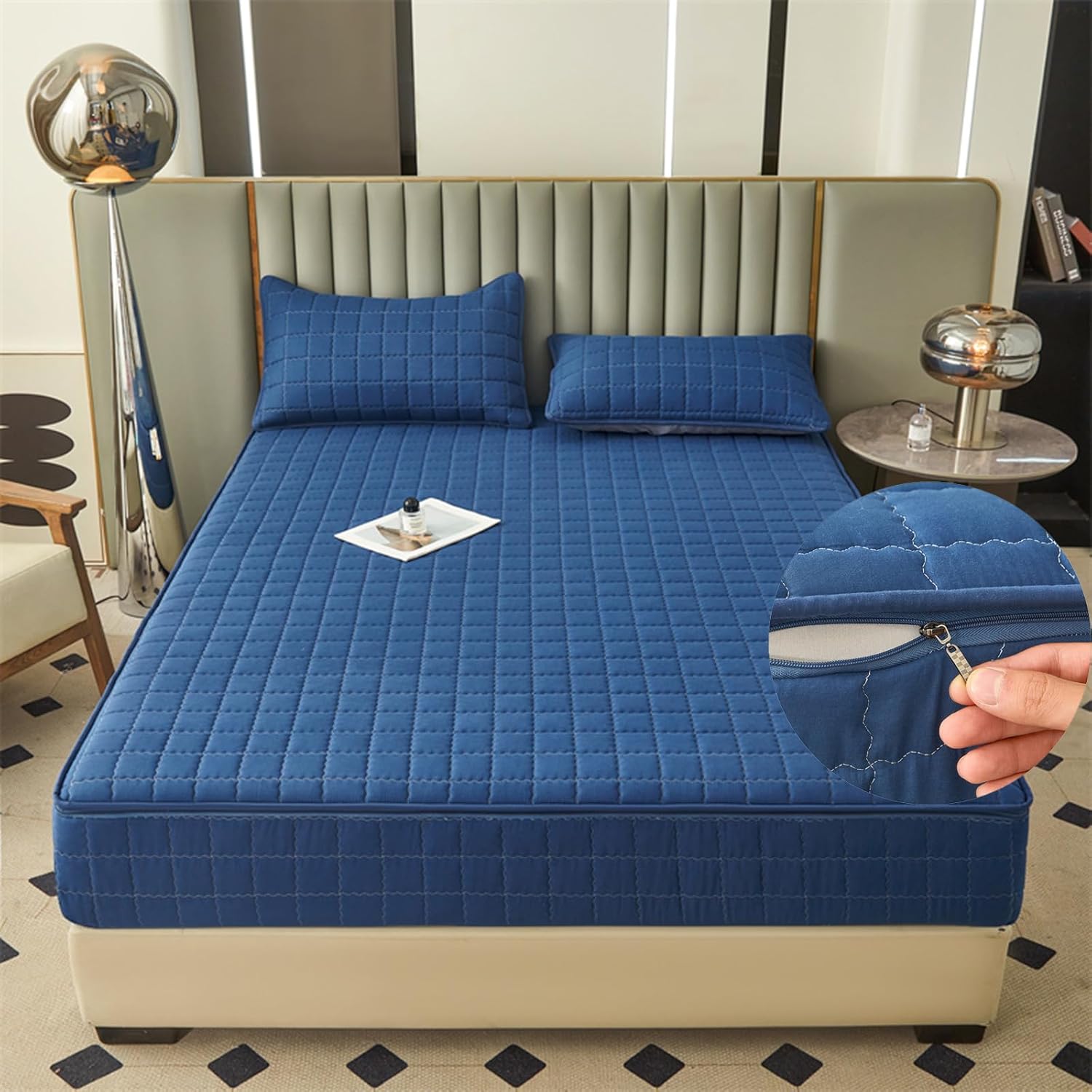 Mattress Protector with Zip King/Single/Small Double Zipped Five-sided ...