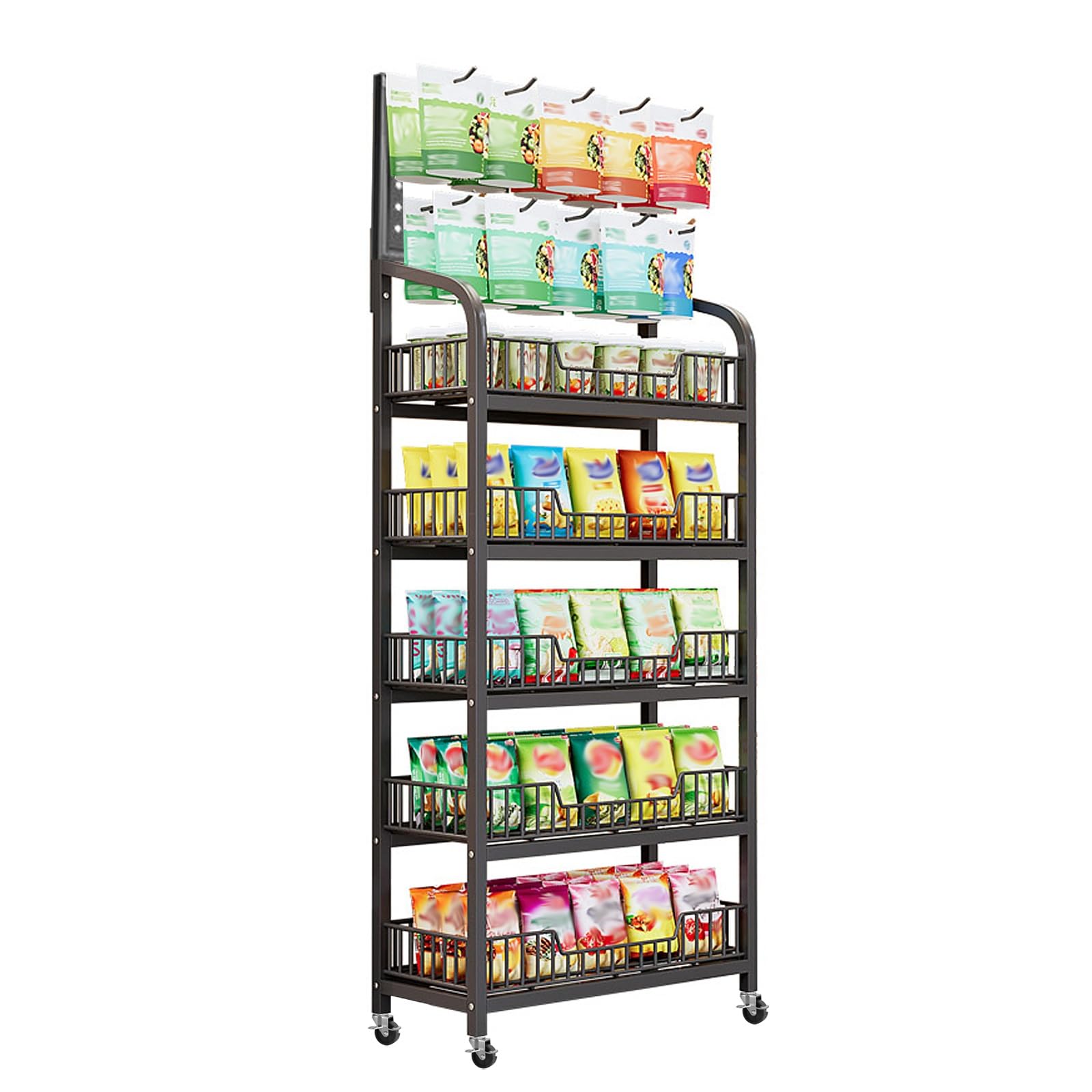 Amazon.com: DSVONAUS 5-Tier Retail Display Rack with Wheels, Candy ...