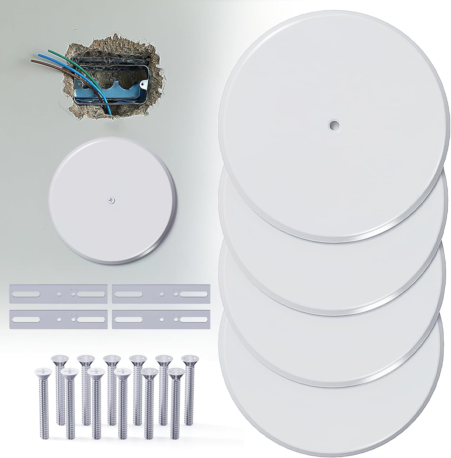 WunoShop 4 Pcs Ceiling Cover Plate, Metal Blank Cleanout Cover Plate ...